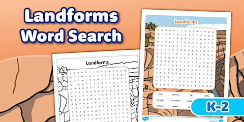 Landforms Cut and Paste Sorting Worksheet for 1st-2nd Grade