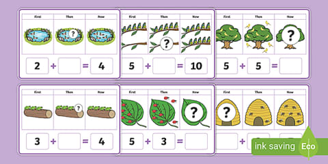 Finding the Unknown Number in Single Digit Equations Challenge Cards
