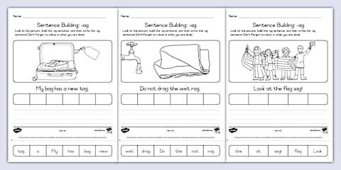 Grade 1 English - Phonics - Worksheet: Sentence Building: -am (CAPS ...