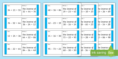 I Have Who Has Split Strategy Addition Loop Cards