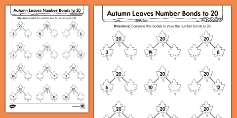 Second Grade Adding Autumn Leaves to 100