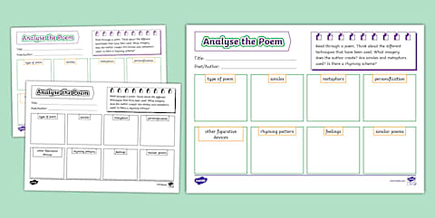 BBC Live Lesson: National Poetry Day Poem Analysis Worksheet