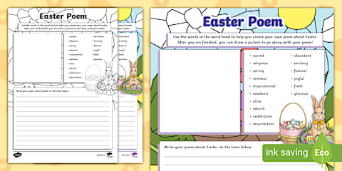 Easter Bunny Poem Writing Template