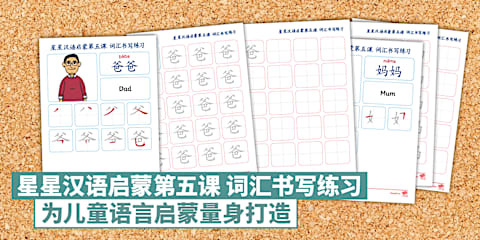 Lesson 6 Vocabulary Writing activity星星汉语启蒙第六课 词汇书写练习