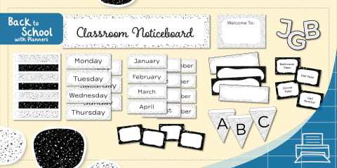 Classroom Display Pack | Black and White Polka Dot