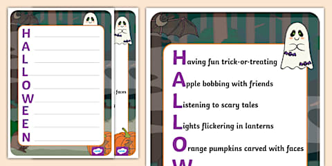 Spooky Acrostic Poem Template - Twinkl