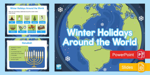 Winter Holidays Around the World Map
