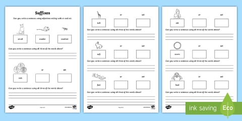 suffixes ending in er - - suffixes, word endings, -er