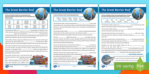 Great Barrier Reef Upper Primary Differentiated Reading Comprehension ...