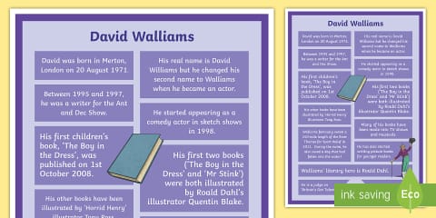 KS1 David Walliams Reading Comprehension Activity