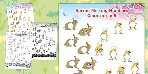 Winter Counting in 5s Missing Numbers Worksheet