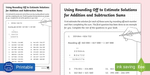 Using Rounding Off to Estimate Solutions for Addition and Subtraction ...