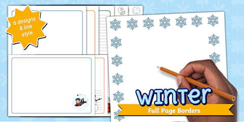 Snowflake Writing Paper - Portrait Page Borders