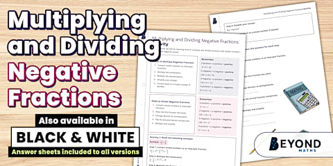 Multiplying and Dividing Negative Fractions Worksheet