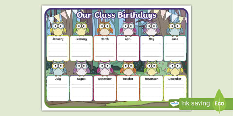 Adorable Owl Theme Months of the Year Bulletin Board Labels