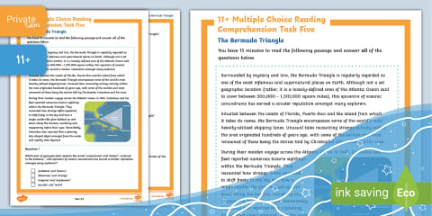 Task 6: 11+ Reading Comprehension Multiple Choice