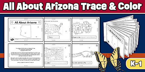 All About Florida Trace & Color Printable Book for K-1st Grade