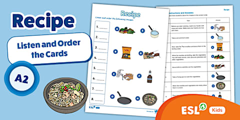 ESL Recipes Writing Activity [Kids, A2]