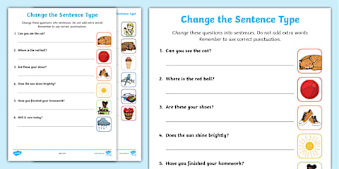 Commands, Questions and Statements Sorting Activity