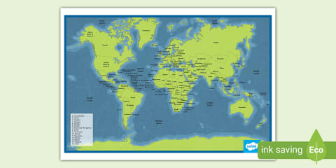 KS1 Labelled Printable World Map