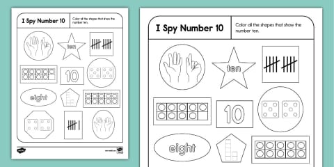 Number Sense I Spy 1-10 Bingo