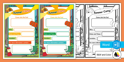 My Summer Camp Memory Snapshots Booklet for K-2nd Grade