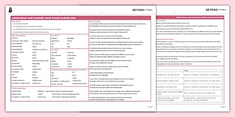 Travel and Tourism: GCSE French Activity Mat