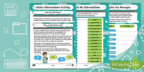 Texting a Message Worksheet
