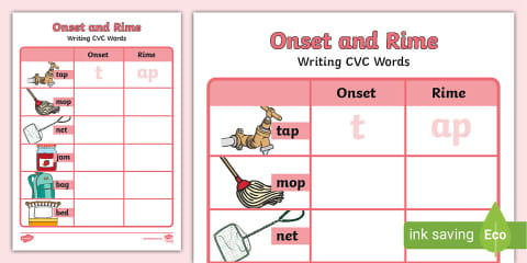 Onset and Rime Writing CVC Activity