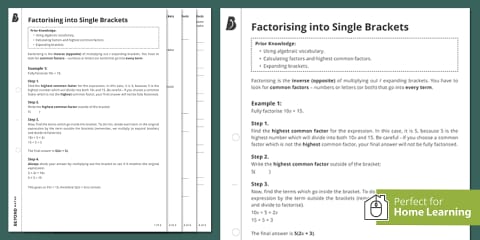 Algebra: Expanding Brackets Differentiated Activity Sheet