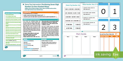 Partitioning 6-Digit and 7-Digit Numbers Activity Sheet