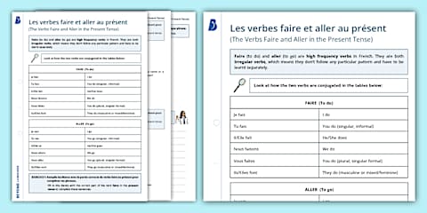 French Grammar: Present Tense Irregular Verbs Worksheet