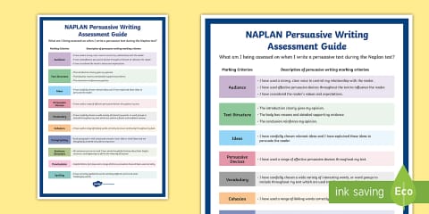 Persuasive Writing Student Assessment Rubric