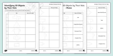 Identifying 3-D Objects Activity Sheet