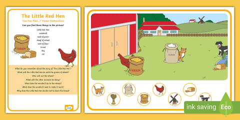 The Little Red Hen Simple Sentence Matching Activity