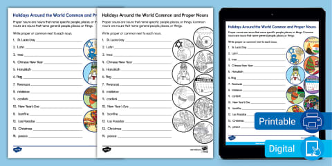 Common and Proper Nouns Review for 6th-8th Grade