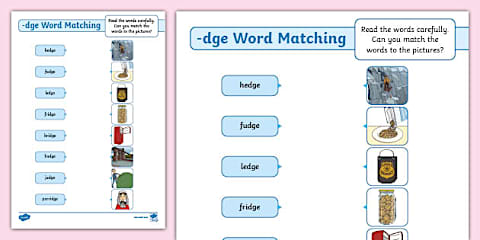 '-dge' Words Spelling Activity Sheet | Twinkl Phonics