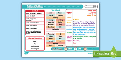 KS1 Letter Writing: Informal Model/Example Text