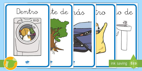 Tarjetas de vocabulario: Preposiciones de lugar