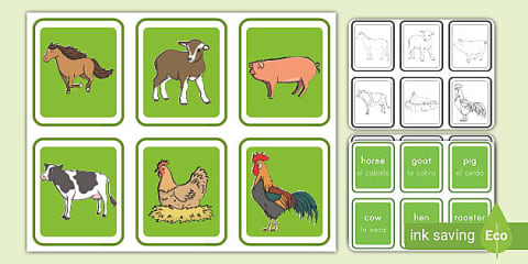 French–English Farm Animal Photo Flashcards