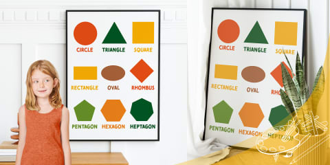 Gingham-Themed Shape of the Week Display Posters