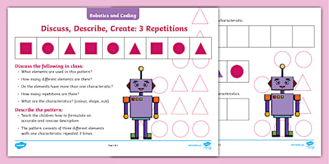 Grade R Robotics and Coding - Term 3 - Coding worksheet: Pattern ...