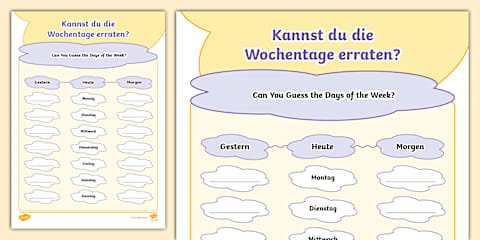 Days of The Week - German Word Cards