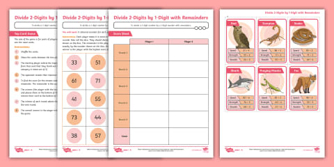 Divide 2-Digits by 1-Digit Maths Activity Sheets