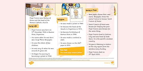 KS1 Pope Leo XIV Acrostic Poem Example and Template