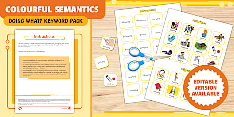 KS2 Colourful Semantics Doing What? Keyword Pack