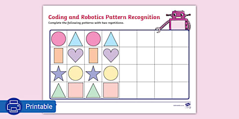 Grade R Coding and Robotics - Term 1 - Coding - Pattern Recognition Worksheet: Shapes (CAPS Aligned)