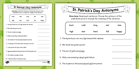 St. Patrick's Day Read and Write the Room Worksheet