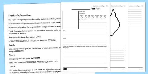 Australian Animal Report Worksheet - Animal, Report, Investigate