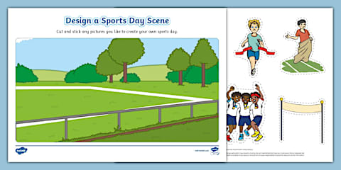 Design a Sports Day Scene Cutting Skills Activity